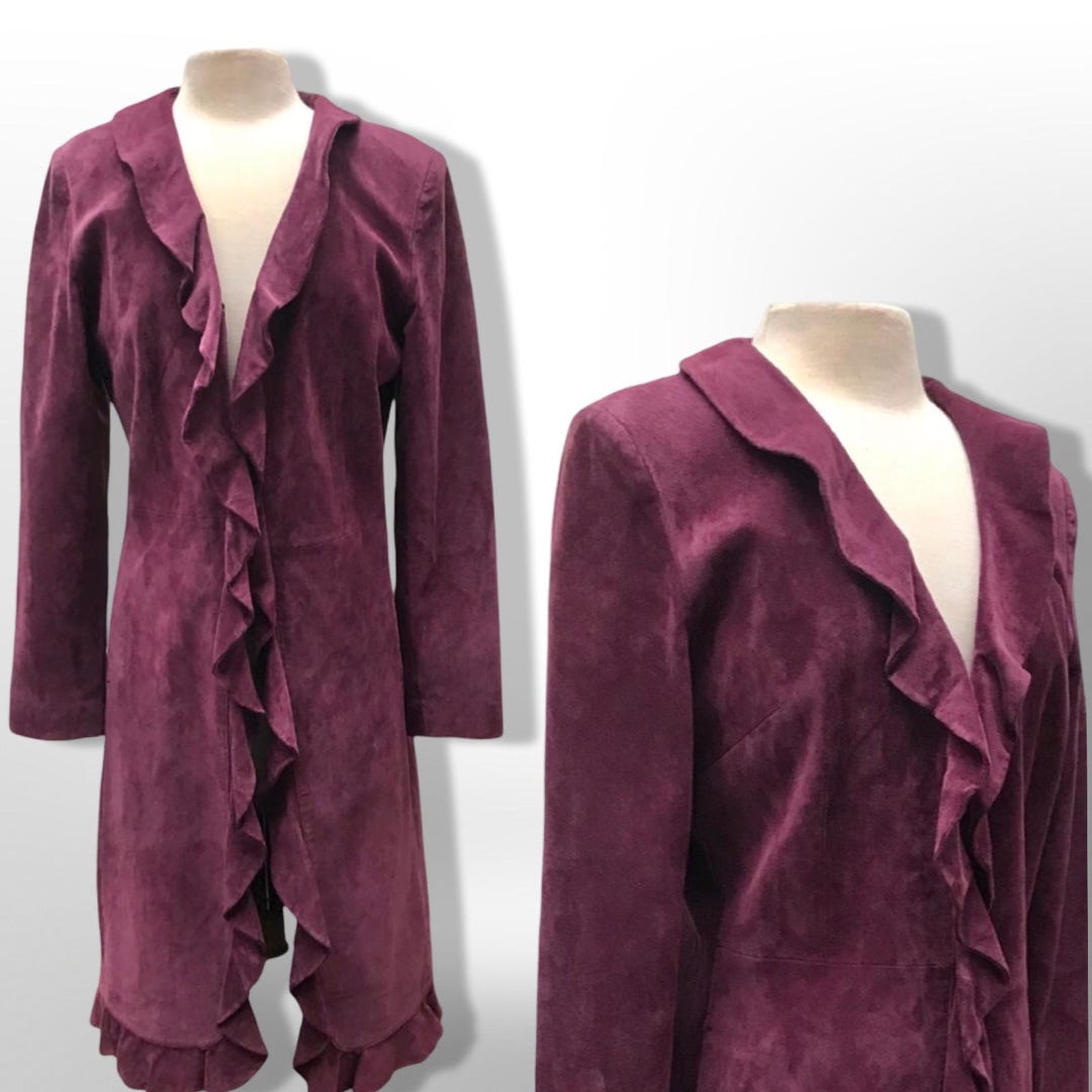 Vintage Purple Suede Ruffle Duster Coat - Etsy