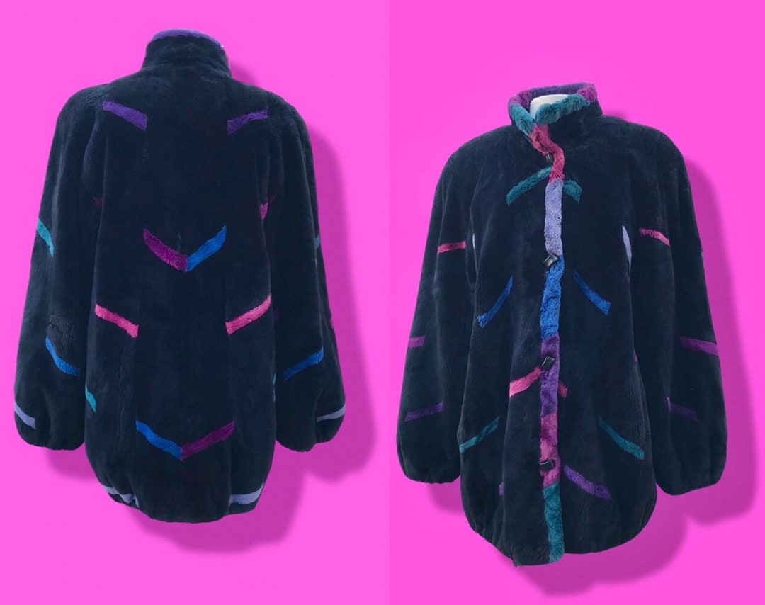 Zuki Luxury Sheared Beaver Purple Blue Black Fur Coat - Etsy