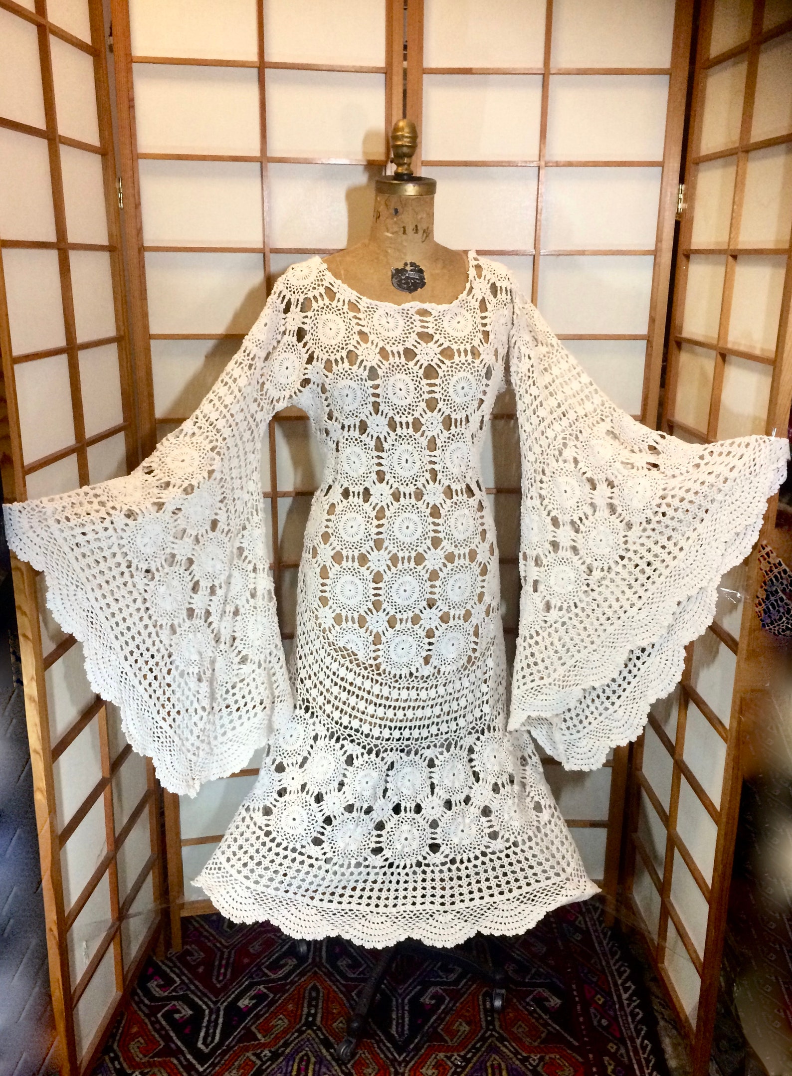 70s Angel Wing Crocheted Dress Renaissance Festival 1970s - Etsy