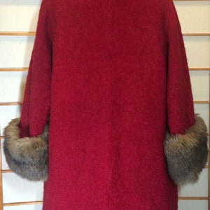 50s 60s Red Thick Nubby Wool and Fully Lined Fox Fur Swing - Etsy