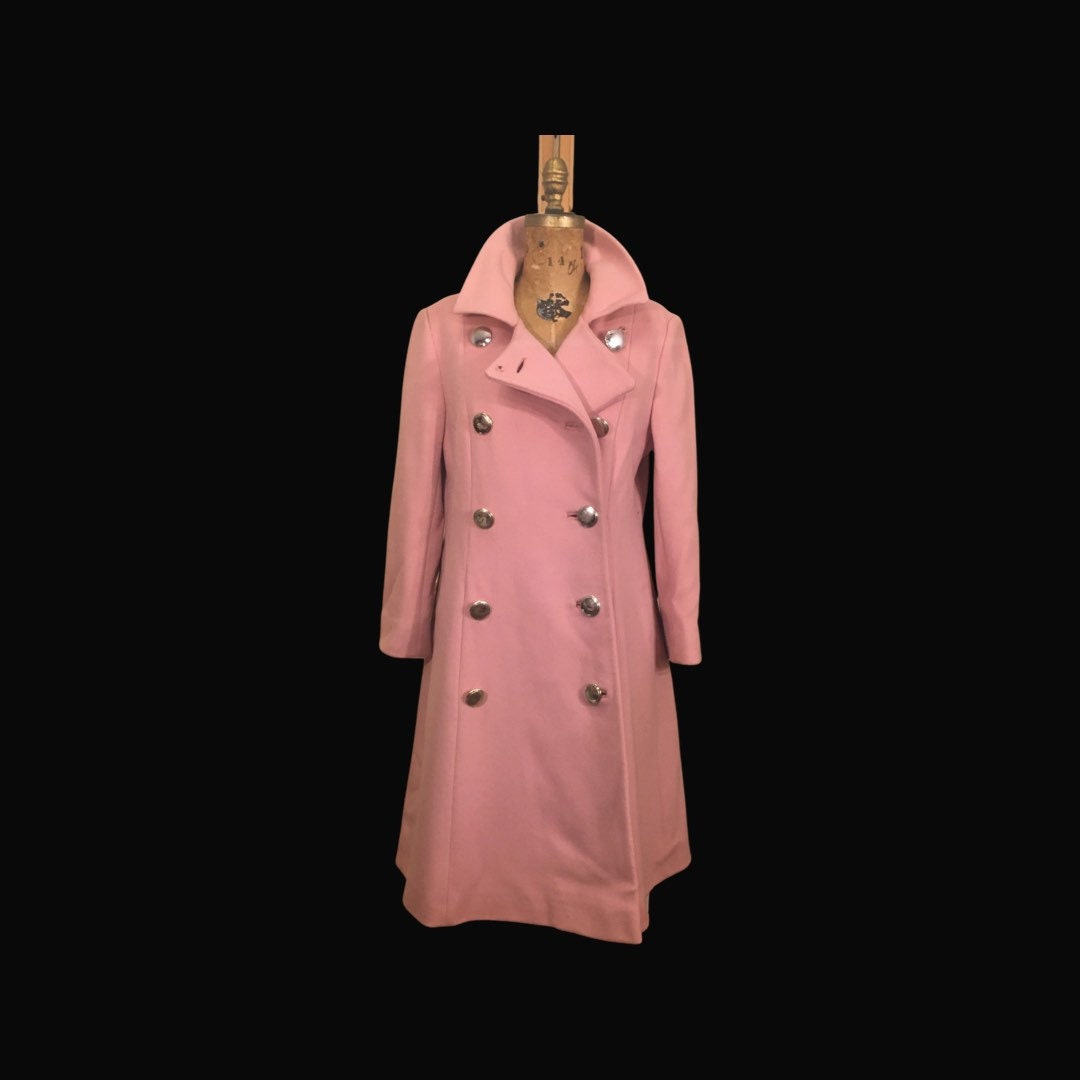 Vintage 60’s Pink Lilli Ann Wool Mod Double Breasted A Line Coat With ...