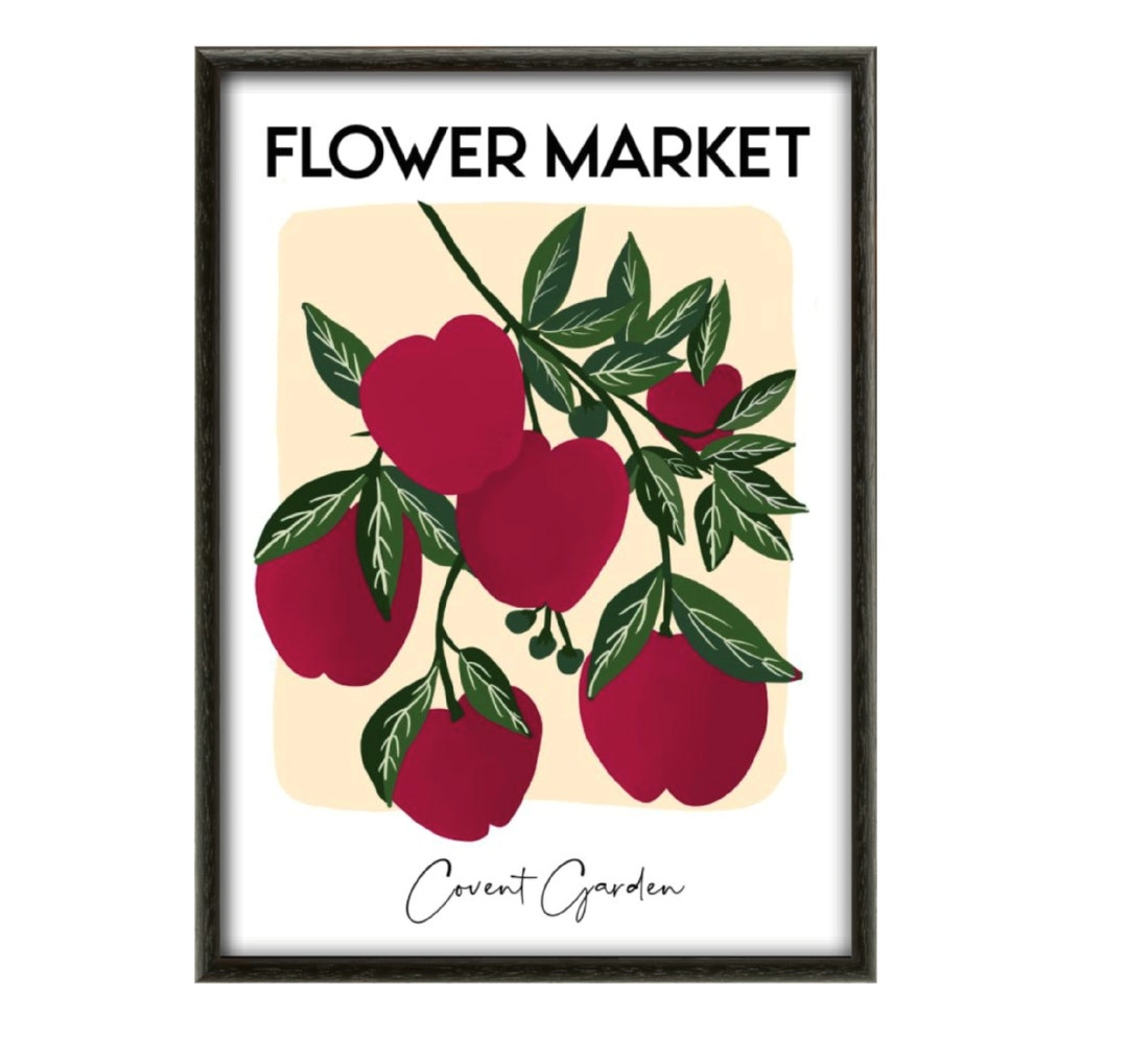 Covent Garden Flower Market Poster 1960s 1970s Floral Illustration ...
