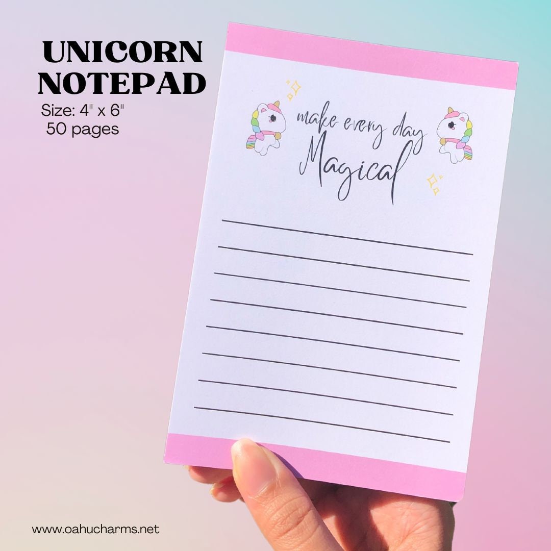 4" X 6" Unicorn Notepad | Cute Fantasy Unicorn Memopad - Etsy