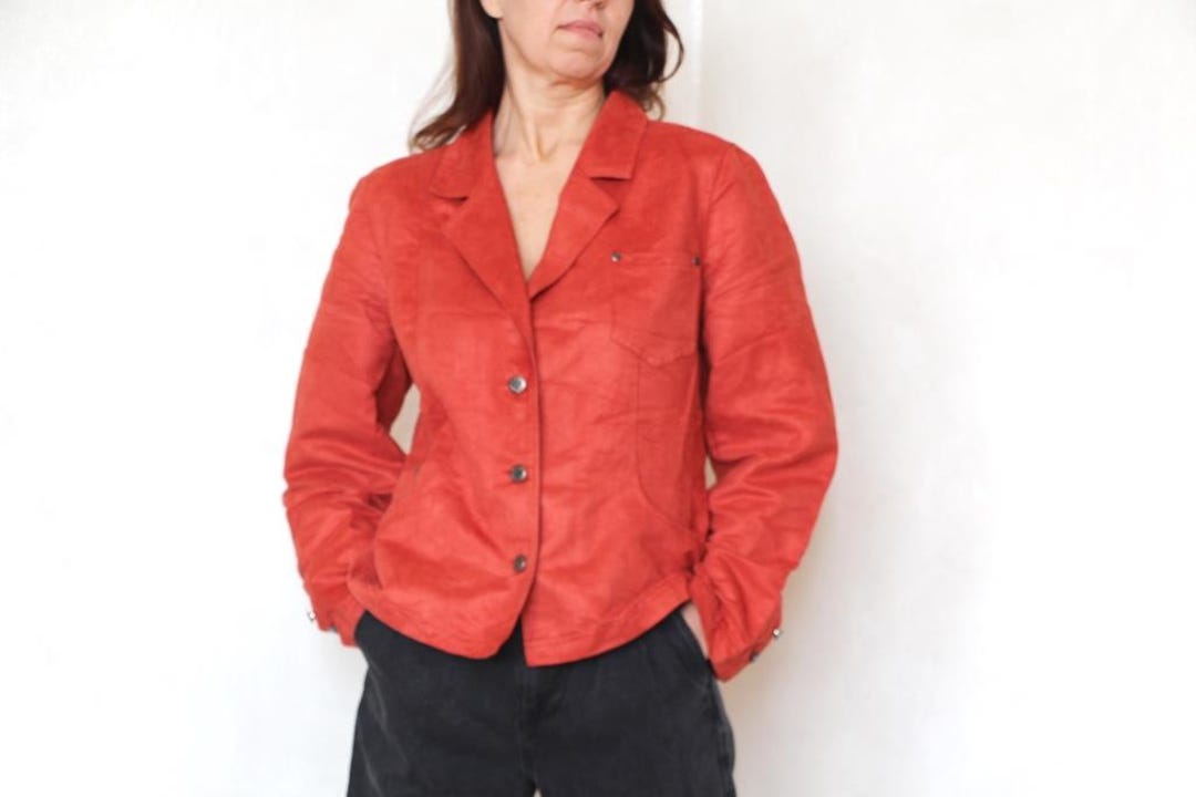 90's Rust Orange Jacket With Pockets, Vintage Blazer, Elegant Lapel ...