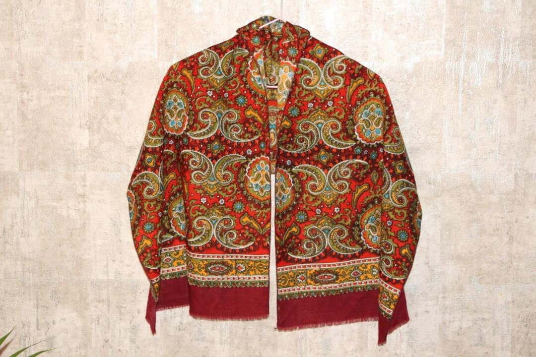 Vintage Wool Scarf Retro Mans Neck Scarf Abstract Design - Etsy