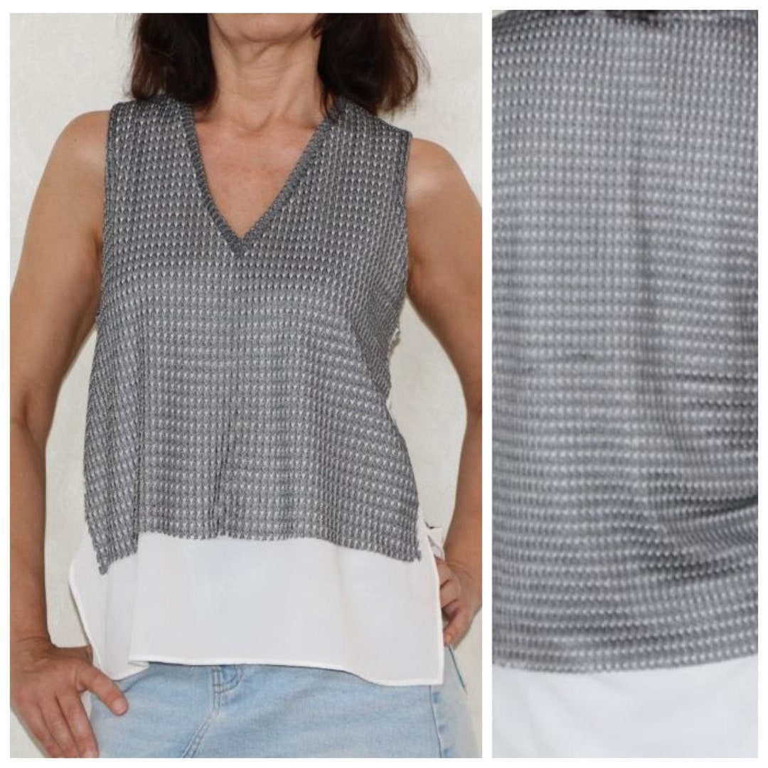 Vintage Chainmail Top, Y2K Gray Mesh Blouse, Loose Sleeveless T-shirt ...