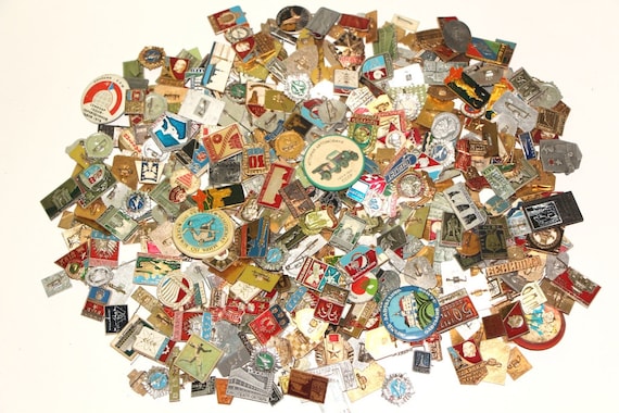 Mystery Box of 20 Vintage Enamel Metal Pins Surprise Buttons | Etsy