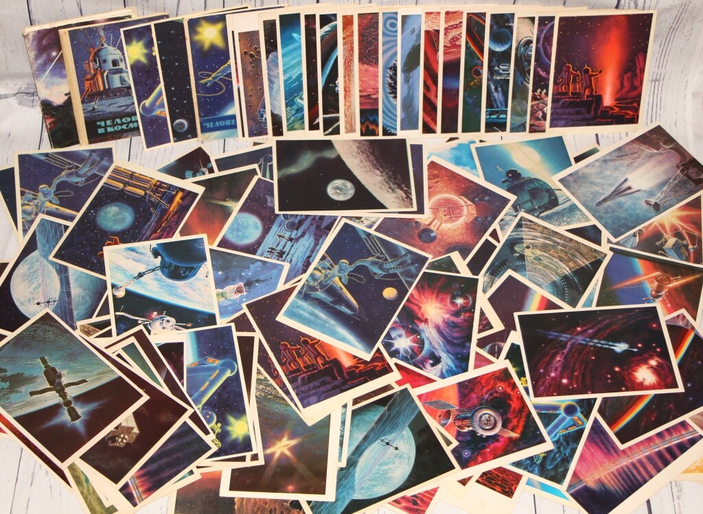 Mystery Box Cosmos Card Space Galaxy Vintage Russian Astronaut | Etsy