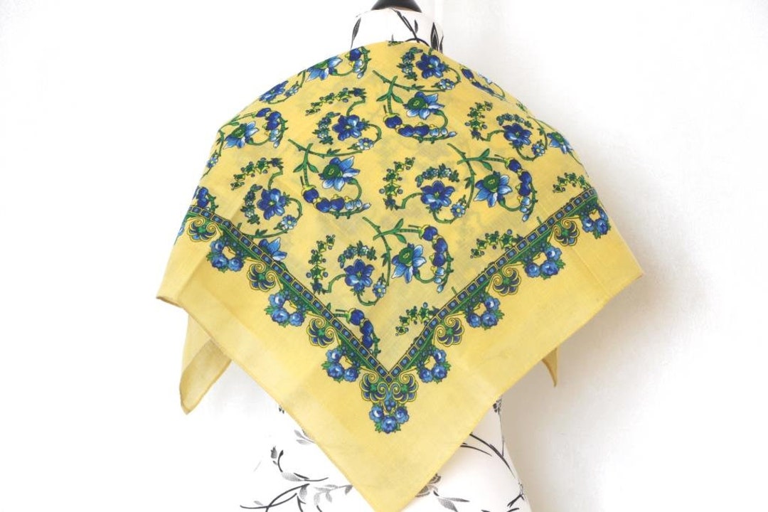 Vintage Scarf With Blue Flowers, Ukrainian Shawl, Romanian Style ...