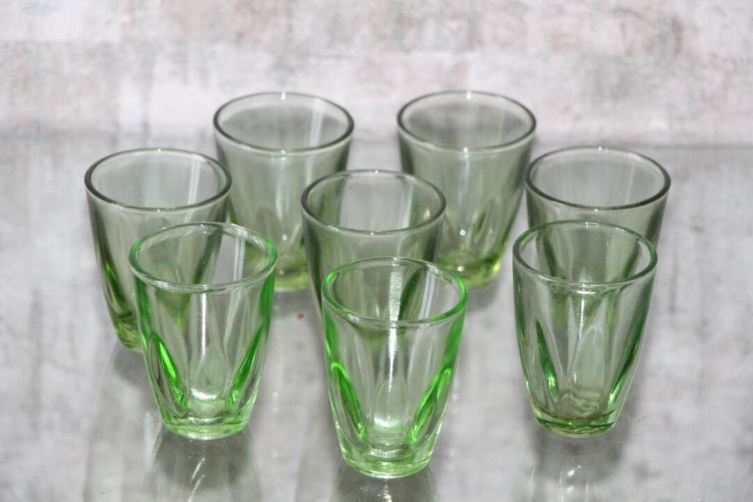 Green Glass Shot Glasses 50ml Set of 4, Vintage Ukrainian Drinks ...