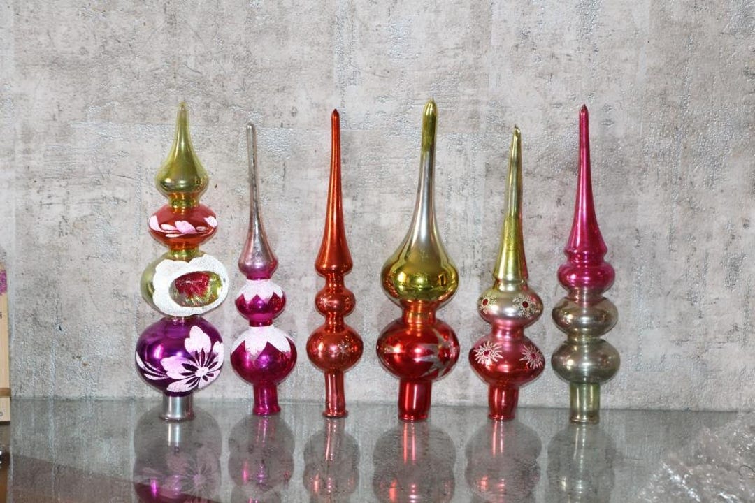 Glass Tree Topper, Vintage Christmas Ornament, Retro Finial Tree ...