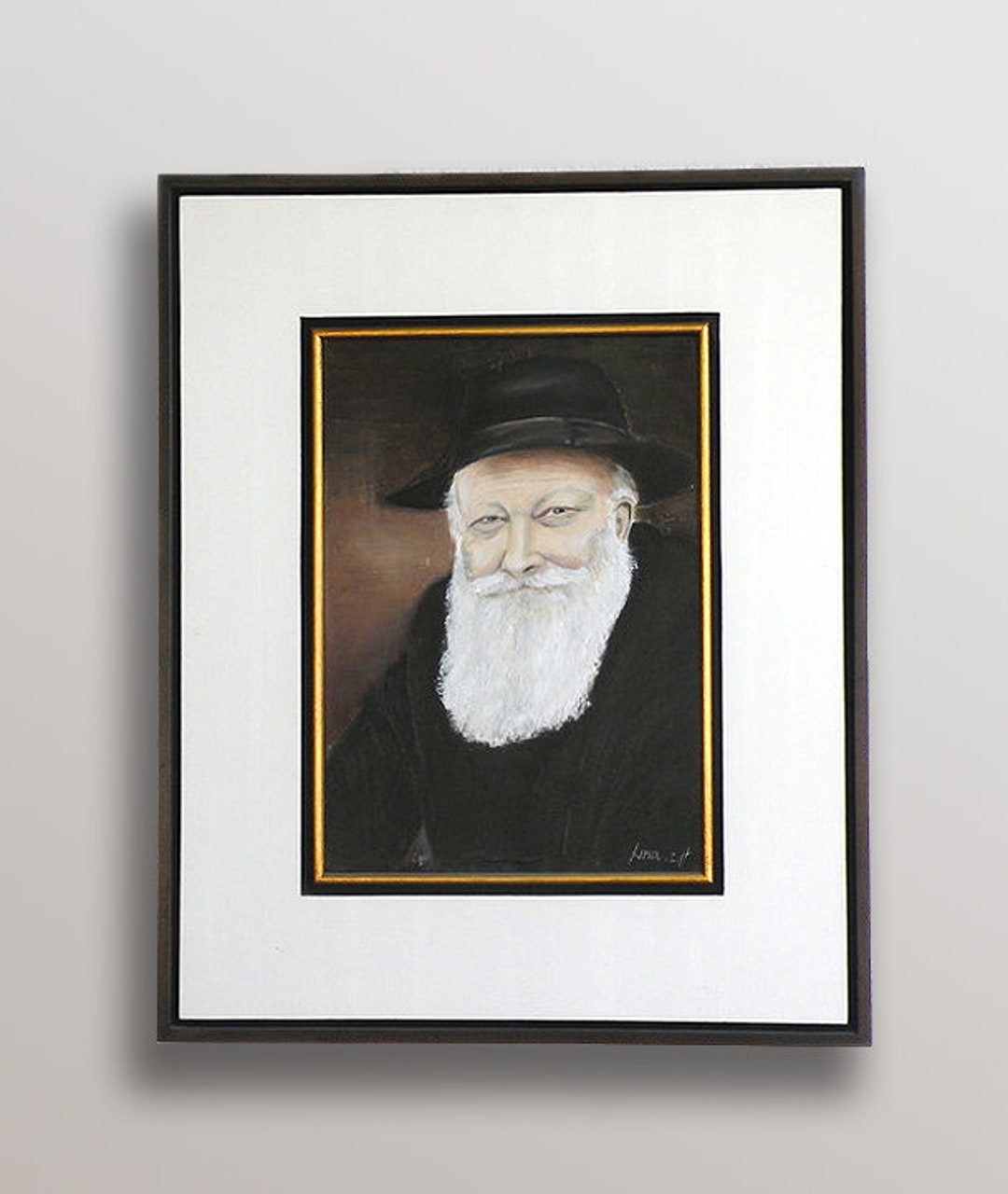 Original Oil Painting of Lubavitcher Rebbe, Framed Jewish Art (47/57 CM ...