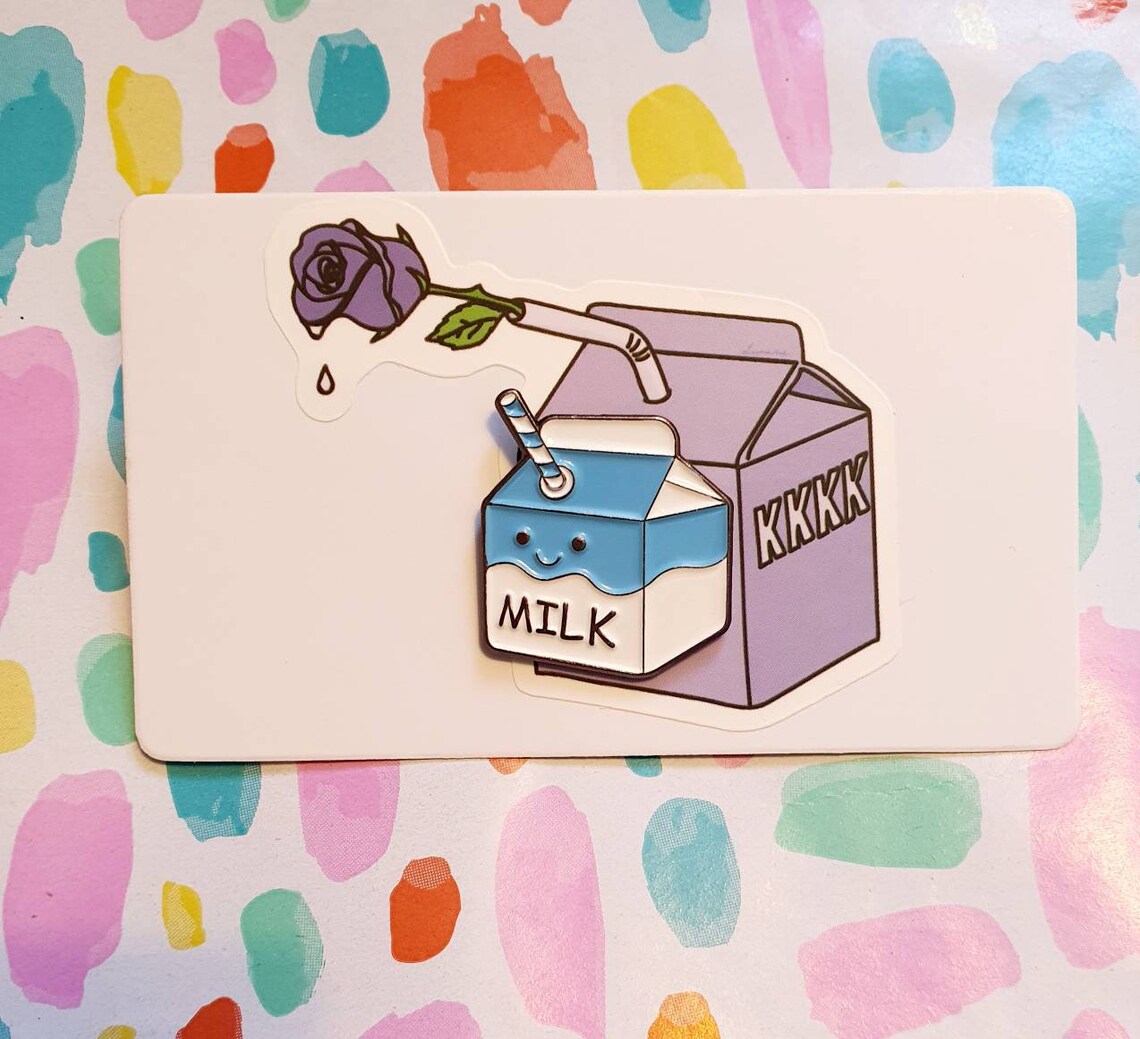 Milk Carton Pin Badge Etsy