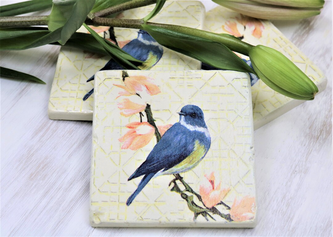 Stone Coasters, Stone Tile Coasters, Decoupage Coasters, Coasters Set ...