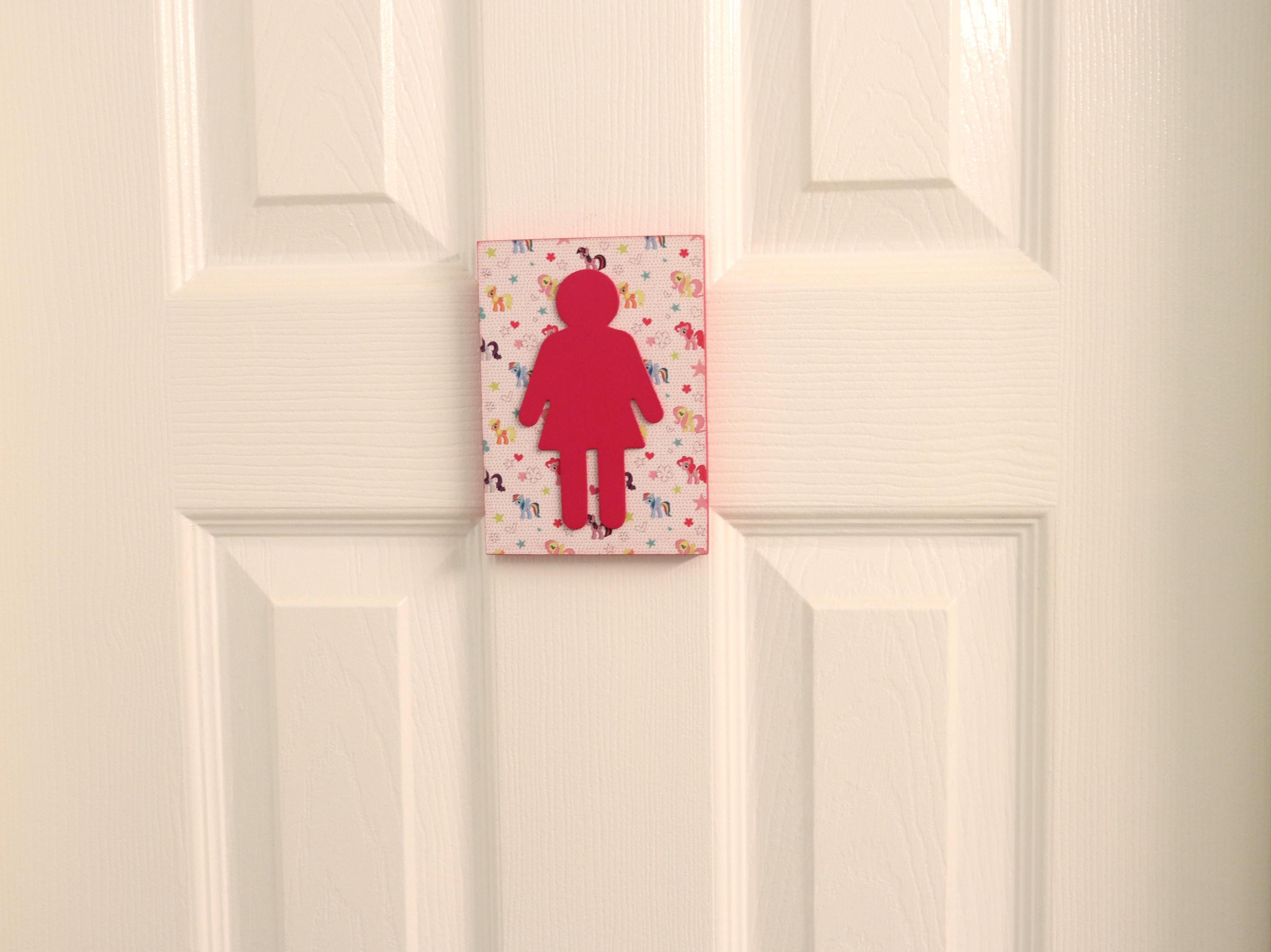 Girl Wooden Bathroom Sign: Decoupage Restroom Decor - Etsy