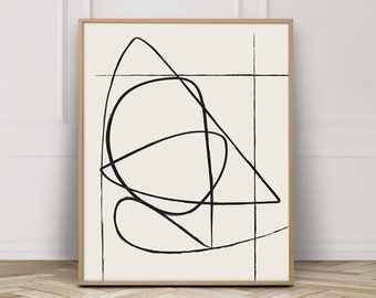 Abstract Line Drawing Earth Tone Wall Art Neutral Abstract | Etsy