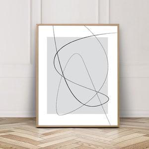 Abstract Line Drawing Poster Gray Abstract Wall Art Lines | Etsy