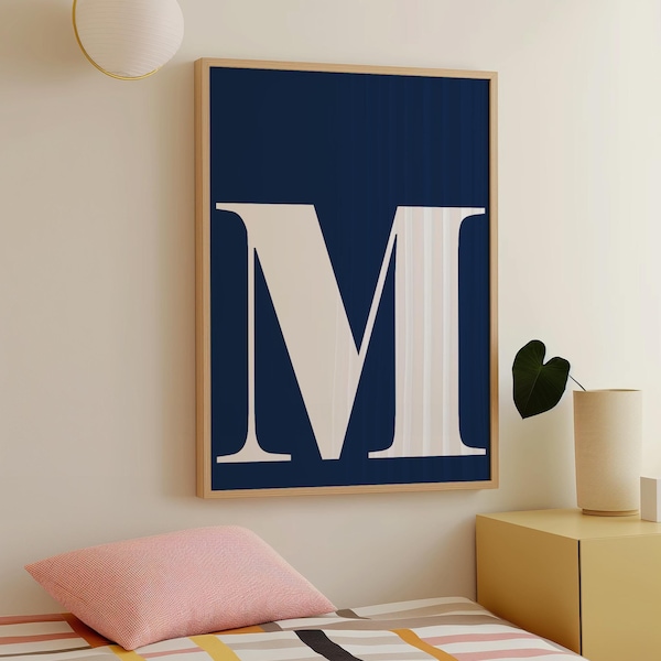 Navy Initial Poster - Etsy UK