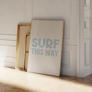 Surf This Way Sign, Surf Direction Sign, Beach Airbnb Decor, Surfer ...