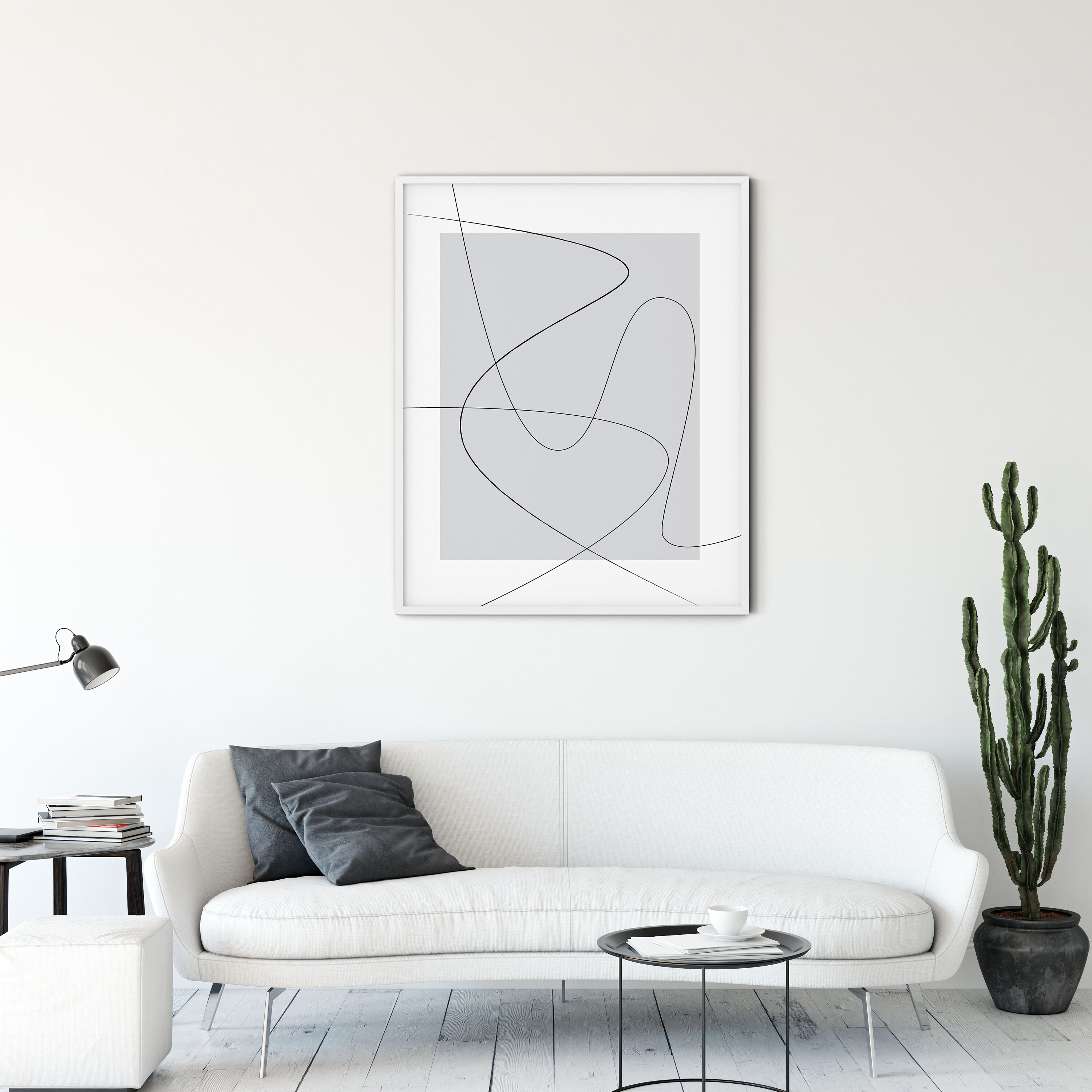 Abstract Line Art Minimal Line Drawing Print Light Grey | Etsy