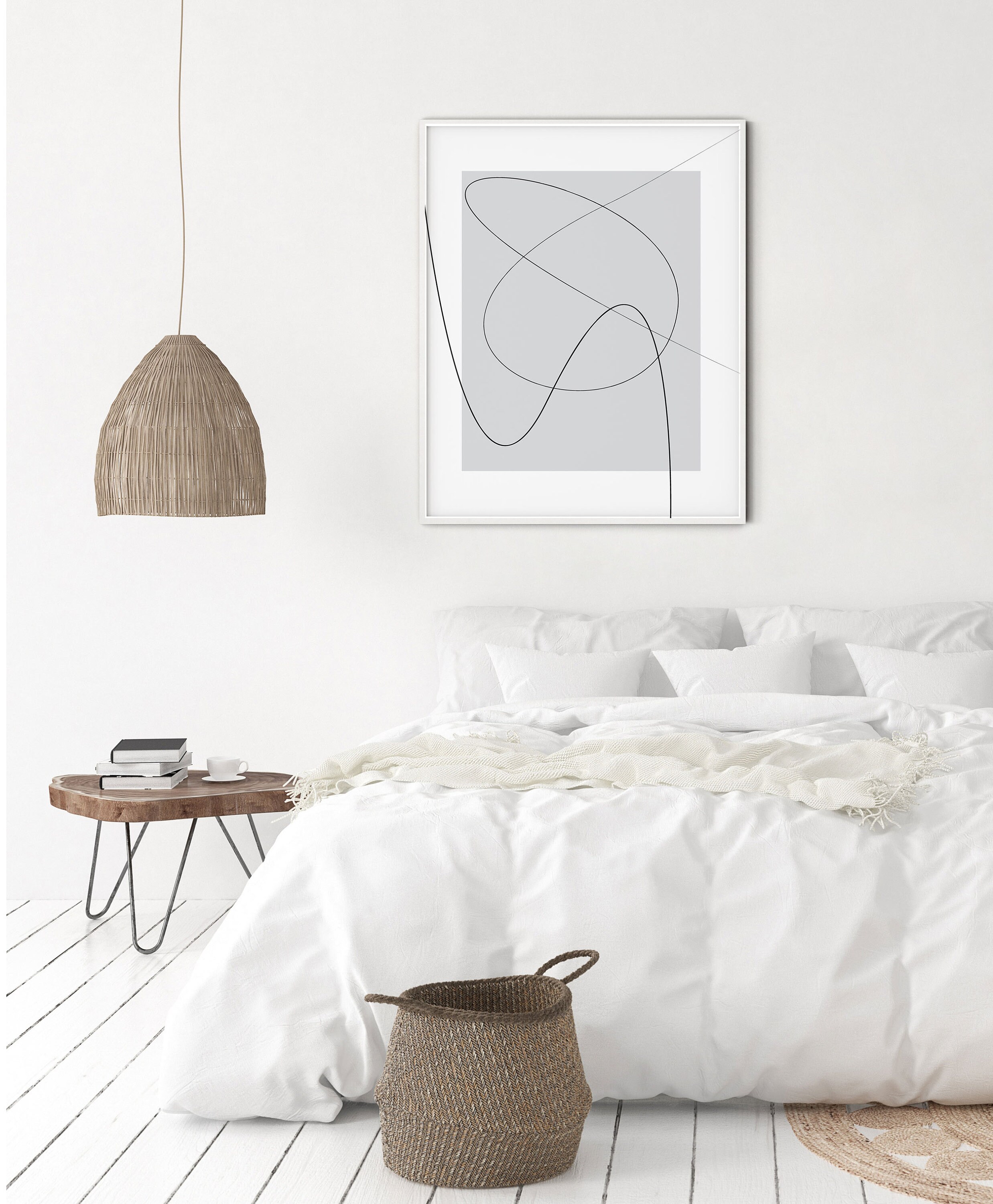 Continuous Line Art Gray Abstract Wall Art Lines Artwork - Etsy