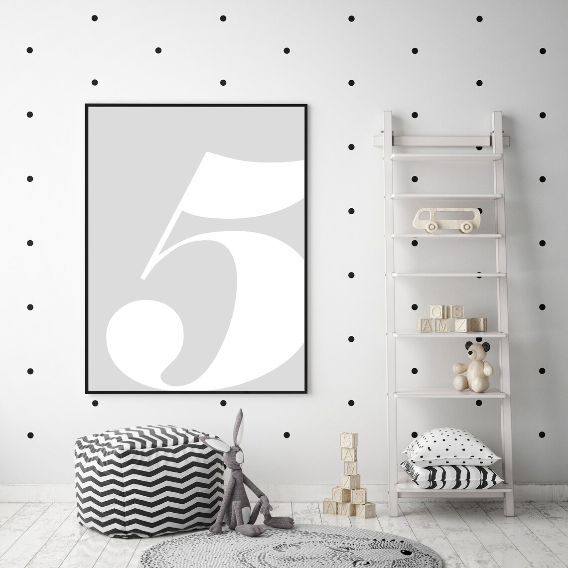 Five Print Numbers Decor Nursery Wall Decor Playroom | Etsy