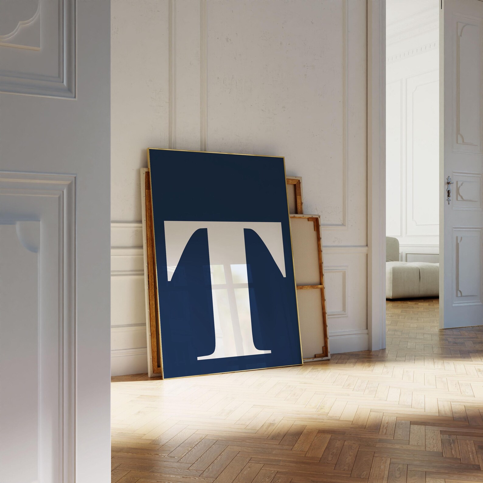 Letter T Poster, Navy Blue Wall Art, T Initial Print, Preppy Dorm Decor ...