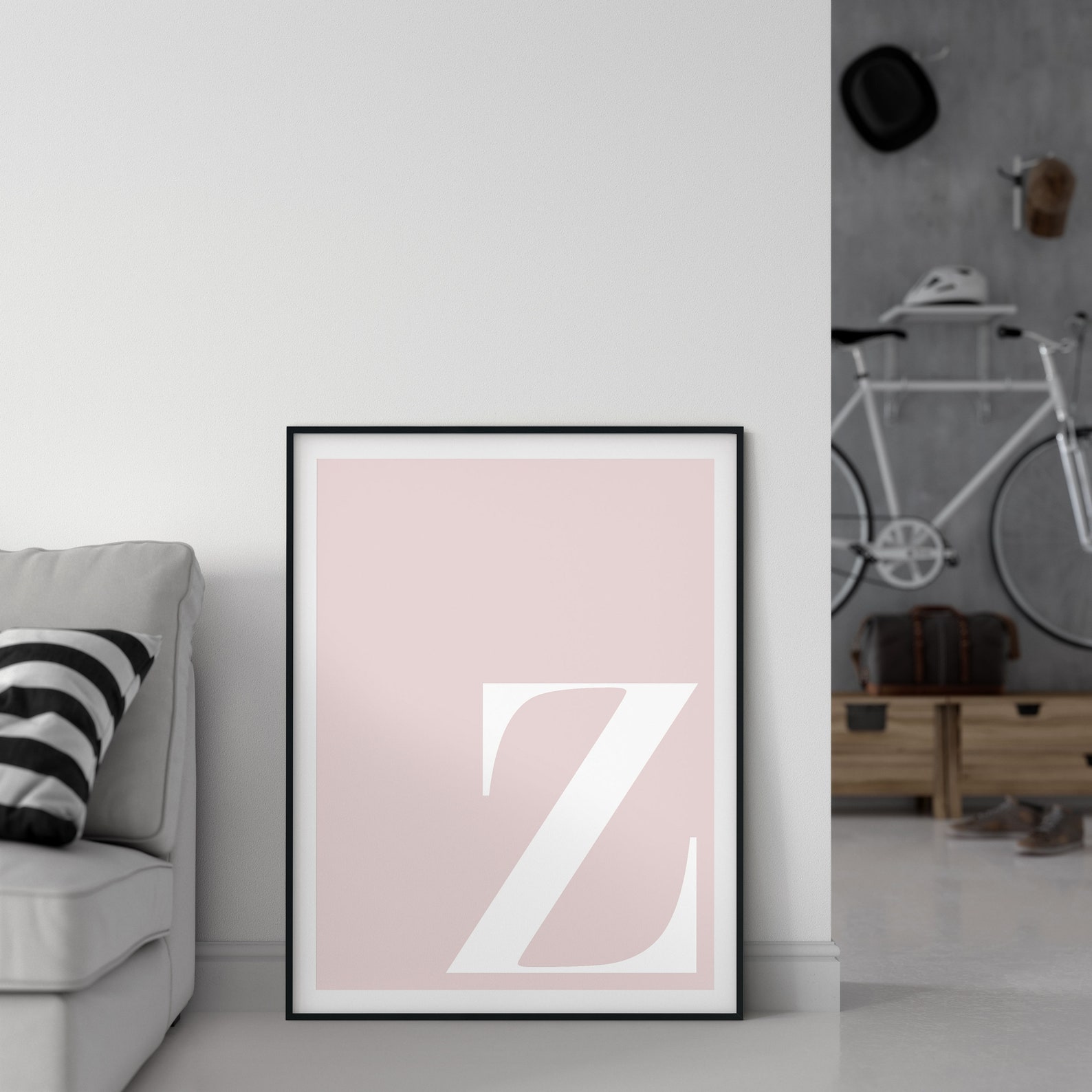 Blush Pink Wall Art Letter Z Poster Z Initial Decor | Etsy
