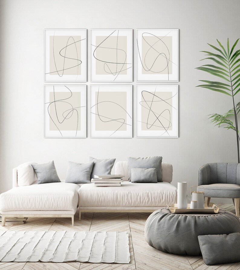 Fine Line Artwork Poster Set of 6 Prints Lines Wall Art - Etsy