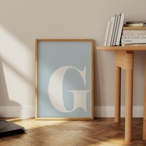 Letter G Print - Single Letters Poster - Light Blue Wall Art - G Poster ...