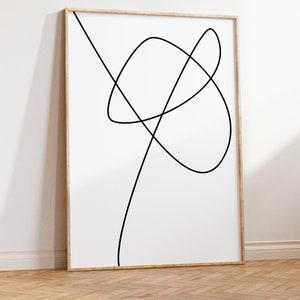 Abstract Lines Print - Continuous Line Drawing Art- Contour Lines ...