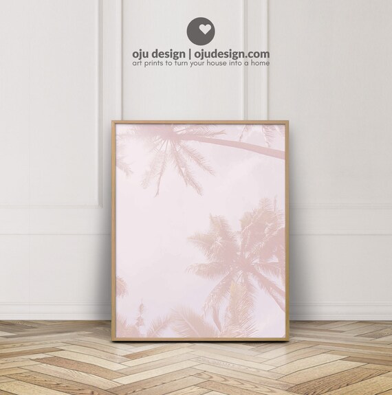 Tropical Palm Leaf Print Blush Pink Wall Art Palm Leaves | Etsy