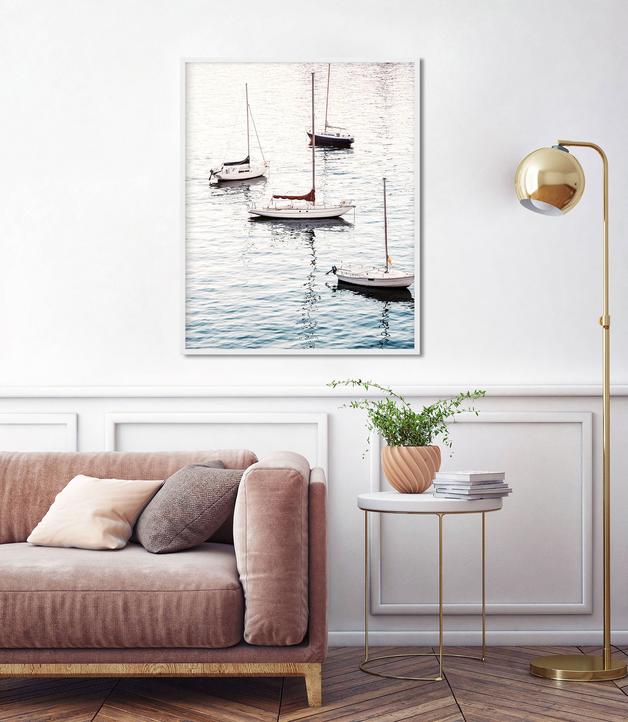 Sail Boat Print Poster Nautical Wall Art Aqua Wall Art | Etsy