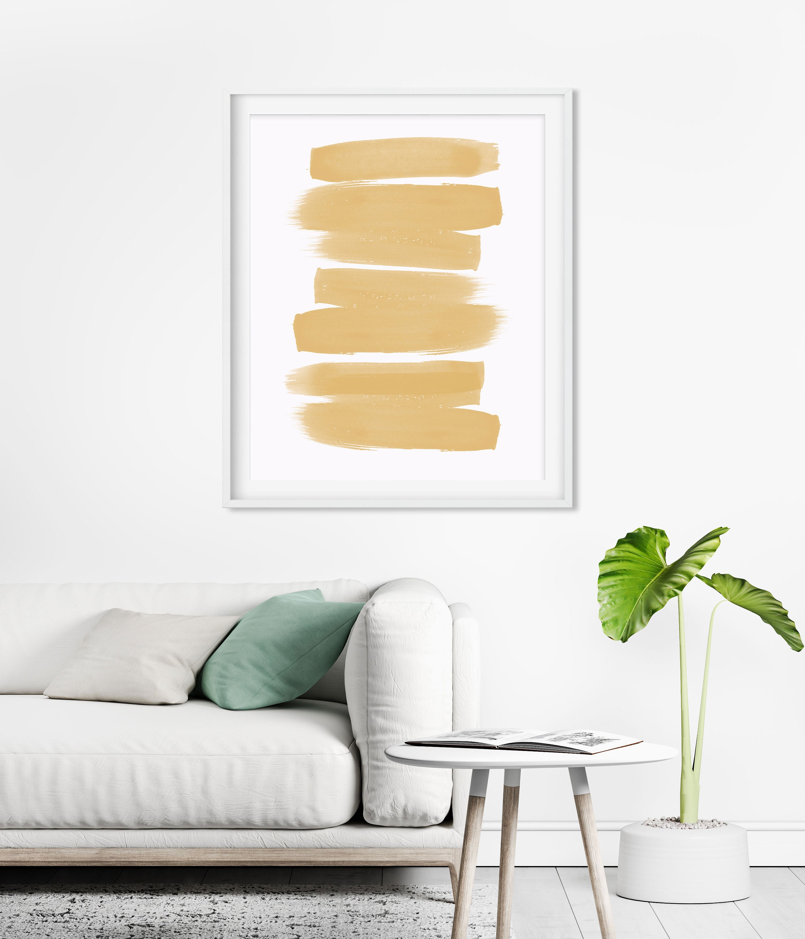 Mustard Wall Art Watercolor Artwork Modern Abstract Poster | Etsy