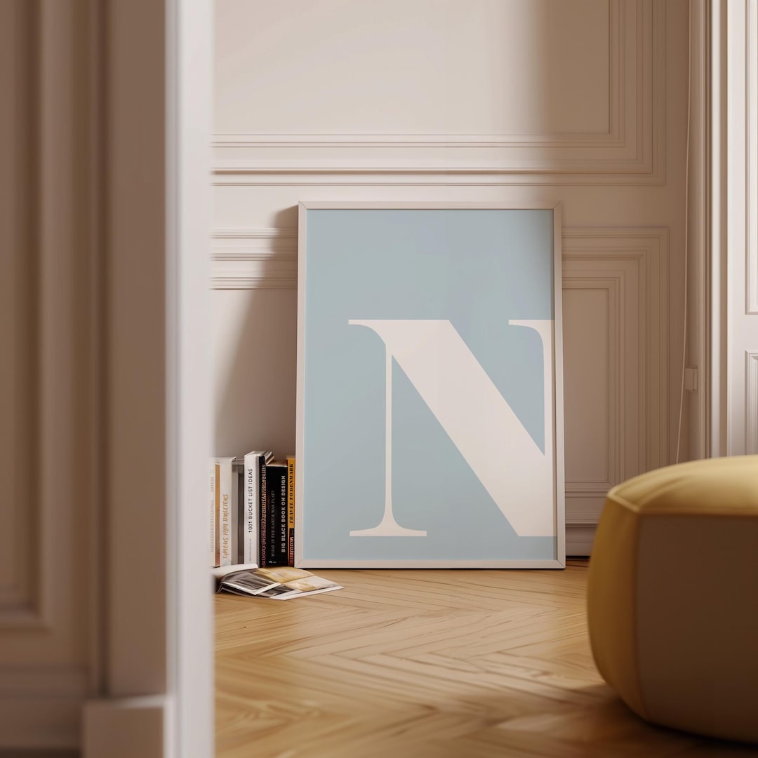 Letter N Poster, Initial Wall Art, Initial Nursery Art, N Letter Sign ...