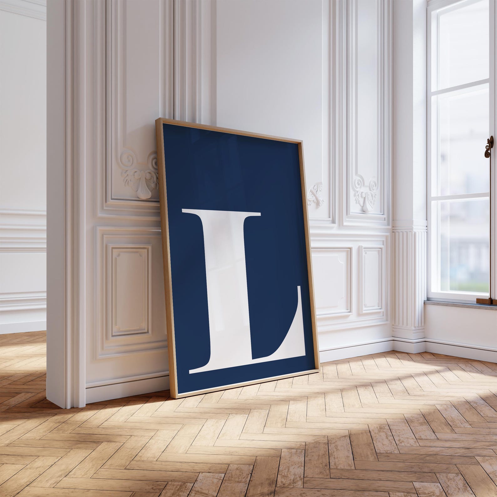 Letter L Poster, Navy Blue Wall Art, Teen Girl Room Decor, Preppy ...