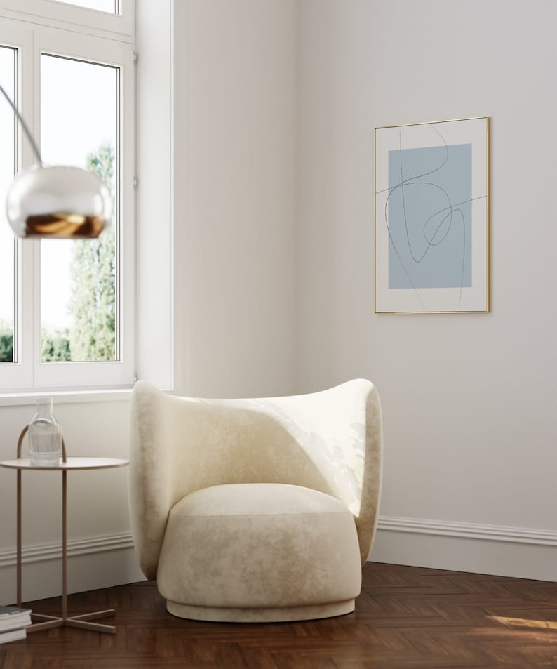 Continuous Line Art Simple Line Art Light Blue Prints - Etsy