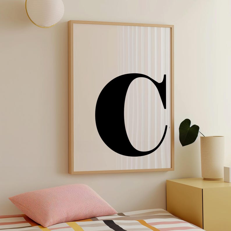 C Poster, Modern Initial C, Letter Monogram, Family Name Letter C ...