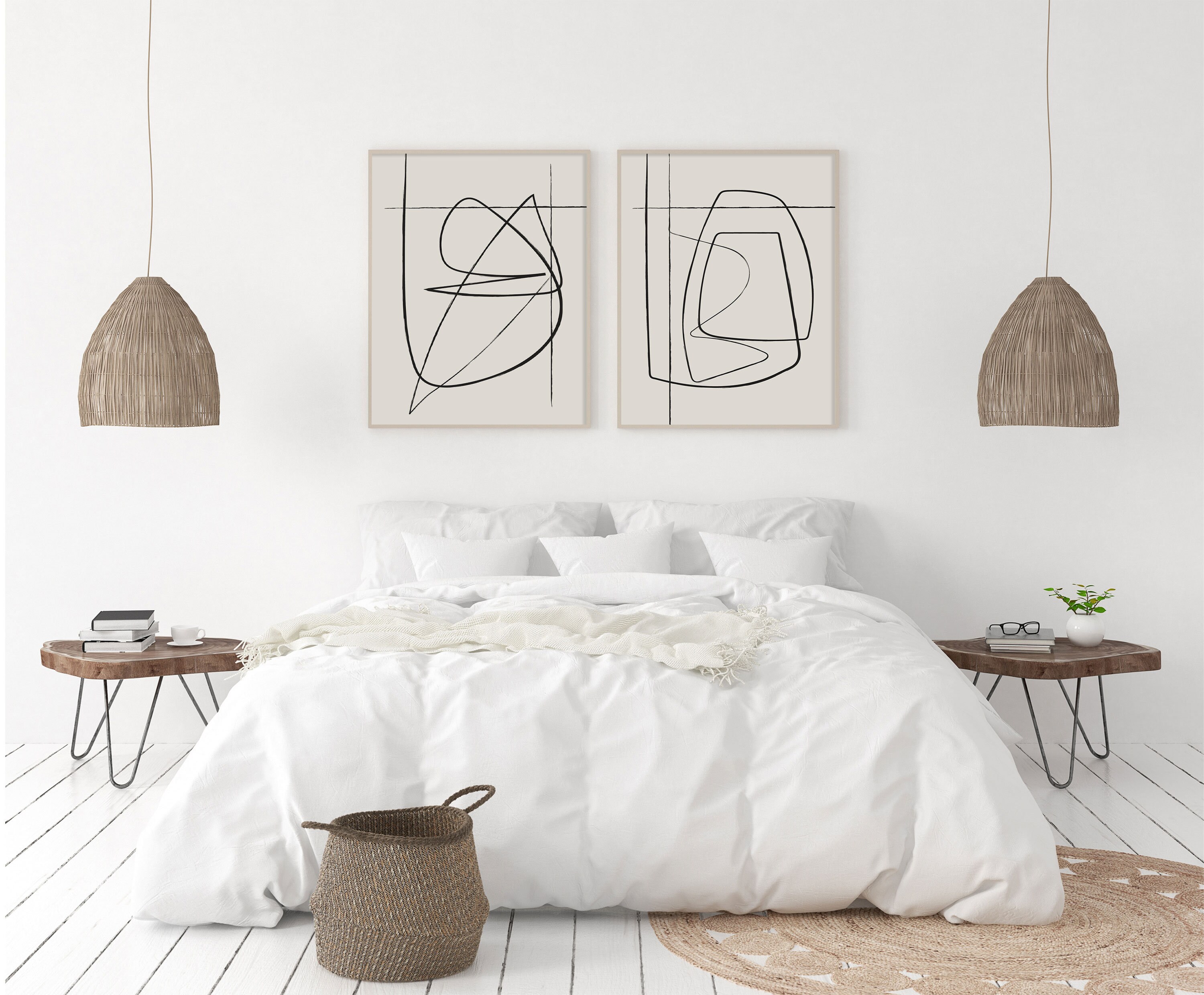 Matching Art Prints Set of 2 Abstract Prints Beige Artwork - Etsy Australia
