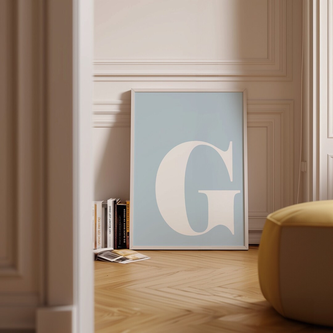 Letter G Print - Single Letters Poster - Light Blue Wall Art - G Poster ...