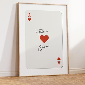 Red Ace Card Poster, Ace of Hearts Print, Love Quotes, Y2K Decor ...