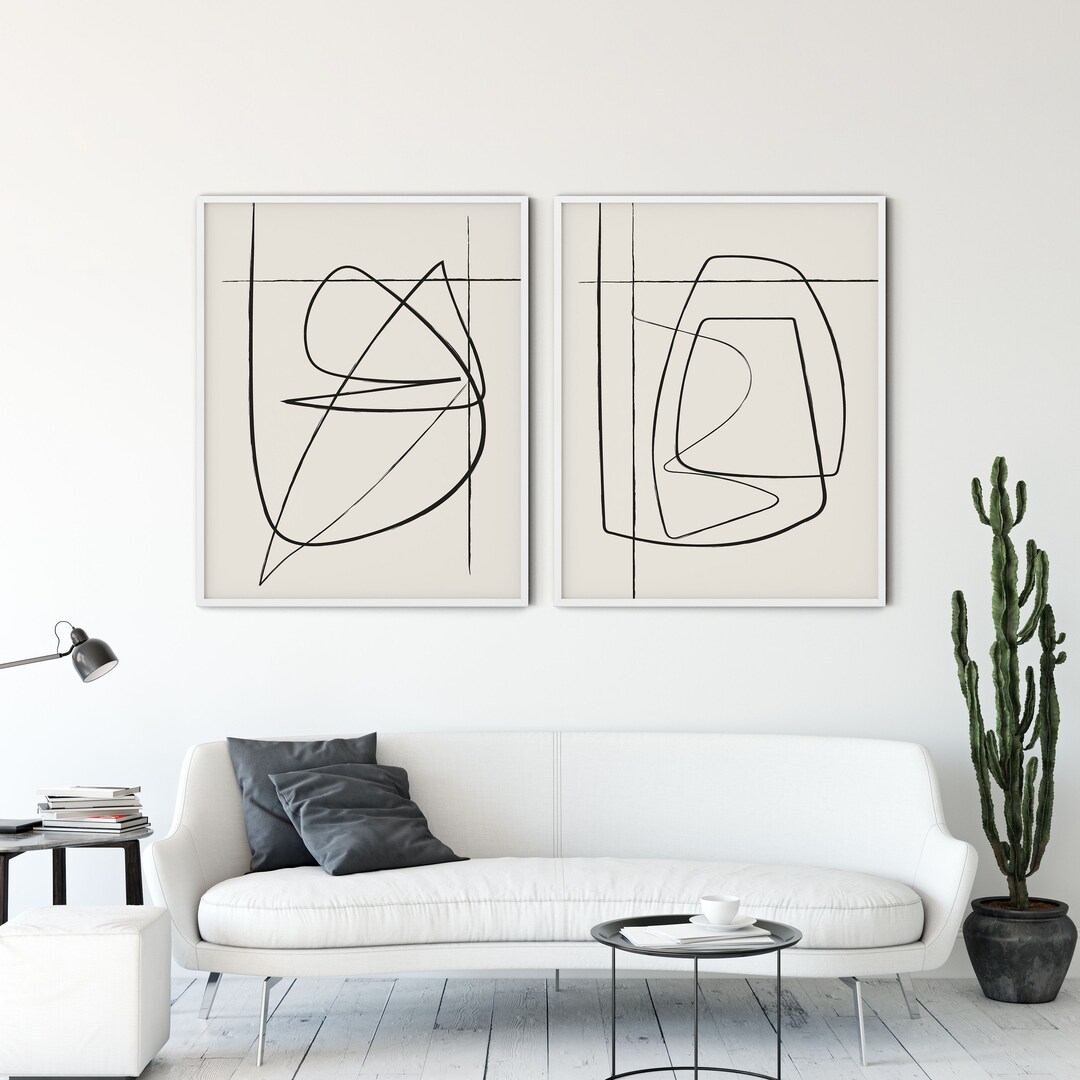 Matching Art Prints Set of 2 Abstract Prints Beige Artwork - Etsy Australia