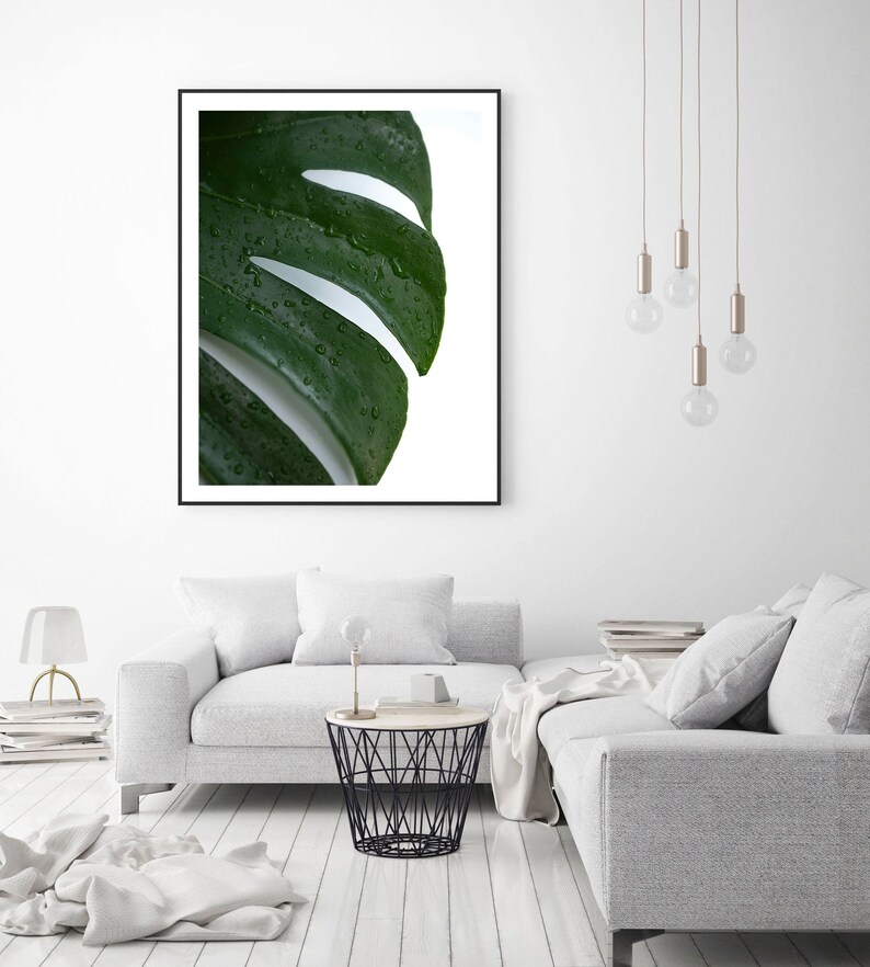 Monstera Picture Large Leaf Prints Plant Artwork Green | Etsy