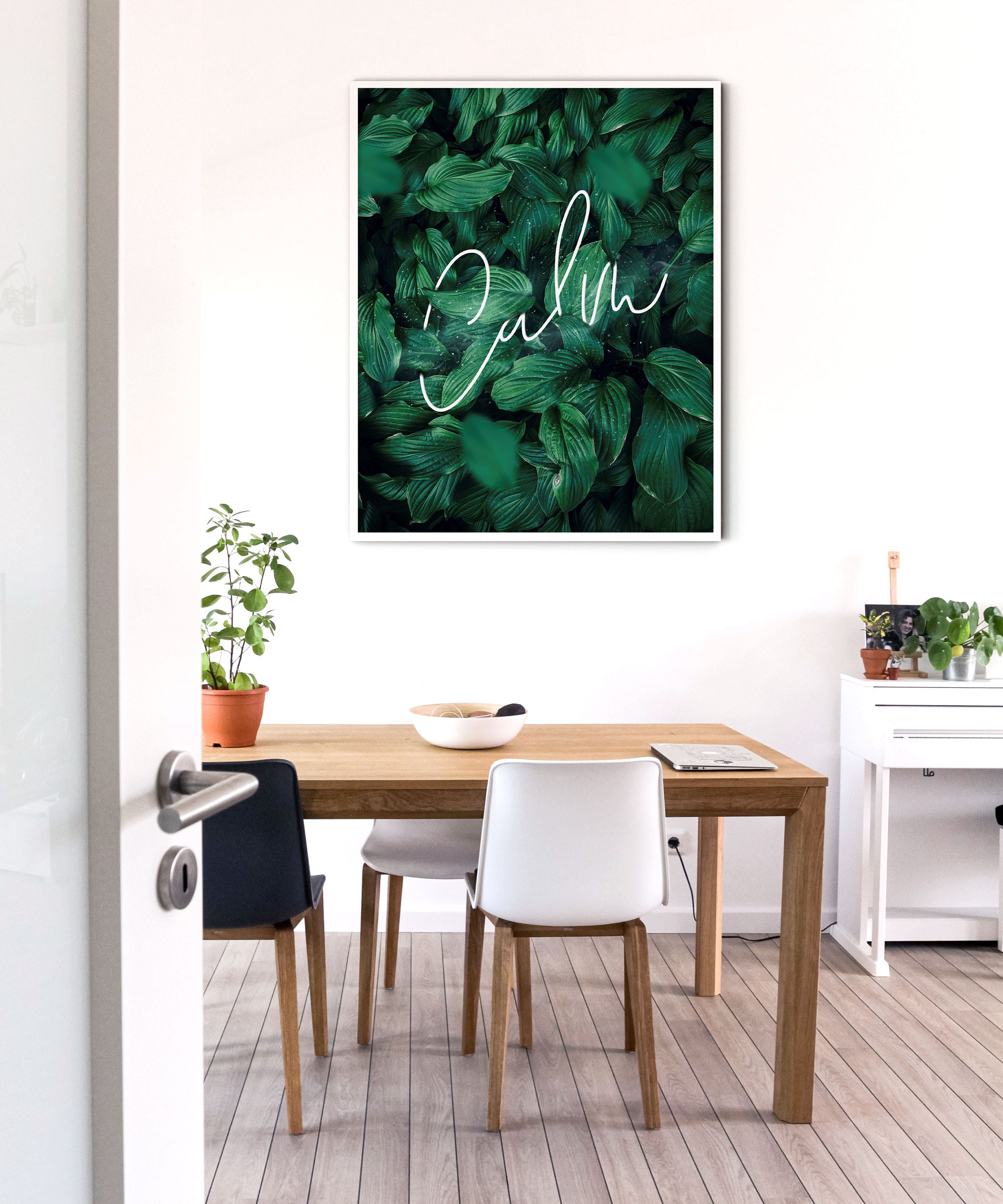 Calm Wall Art Yoga Poster Green Leaf Artwork Positive | Etsy