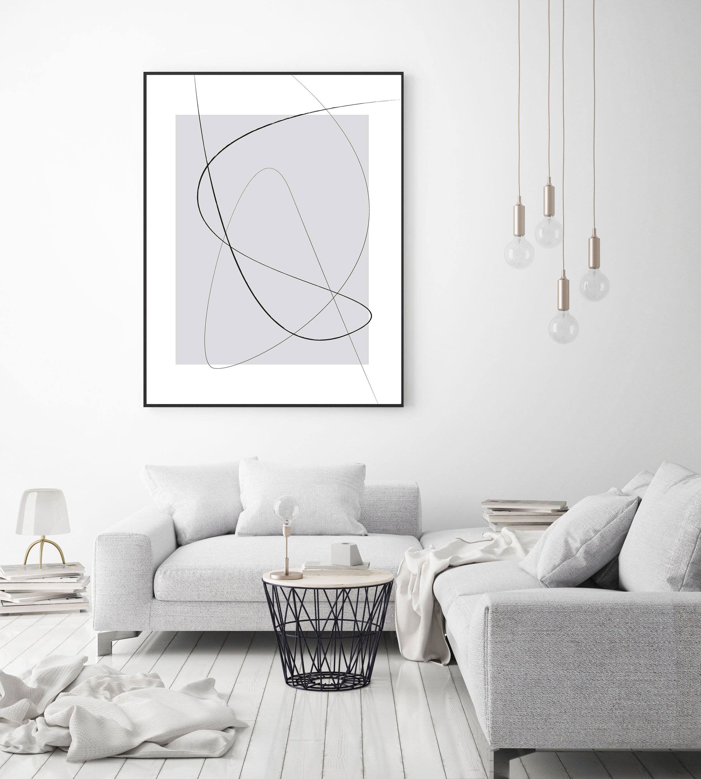 Abstract Line Drawing Poster Gray Abstract Wall Art Lines - Etsy