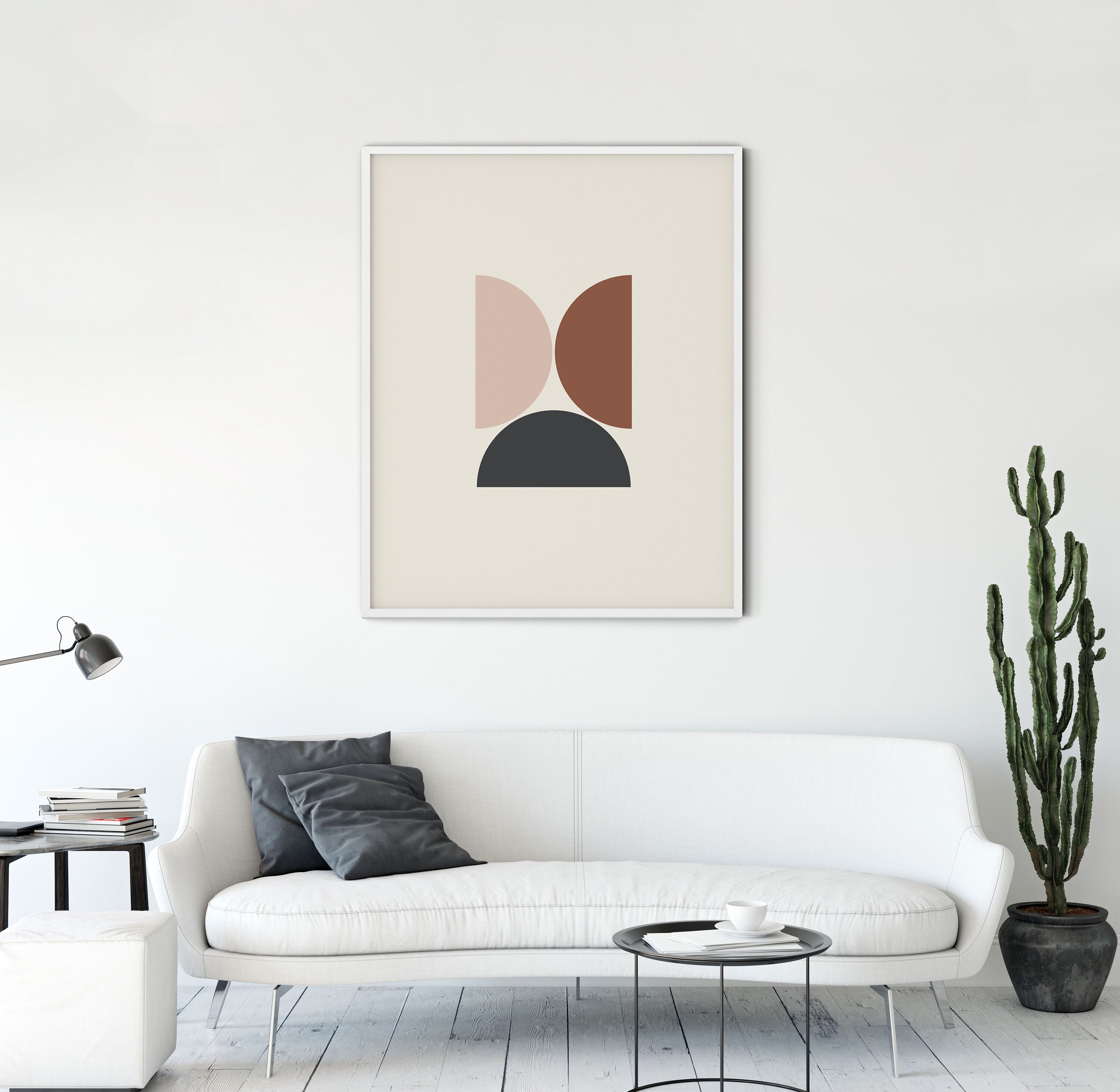 Mid Century Modern Wall Art Neutral Artwork Geometric - Etsy