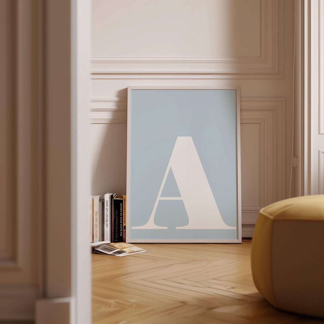 Letter A Print - Single Letters Poster - Light Blue Wall Art - A Poster ...