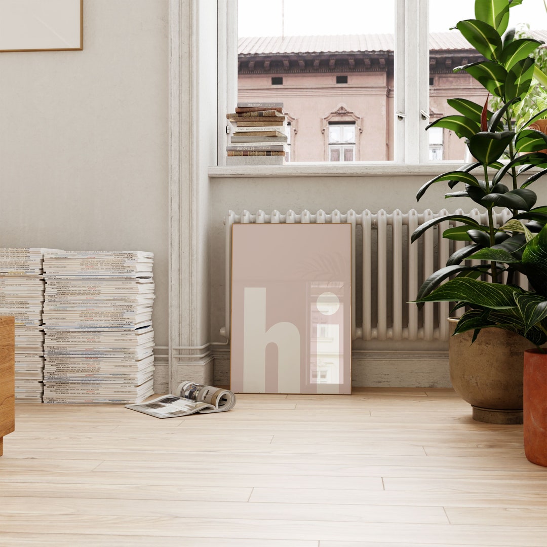 Pastel Pink Wall Art - Light Pink Hi Sign - Big Prints for Girls ...