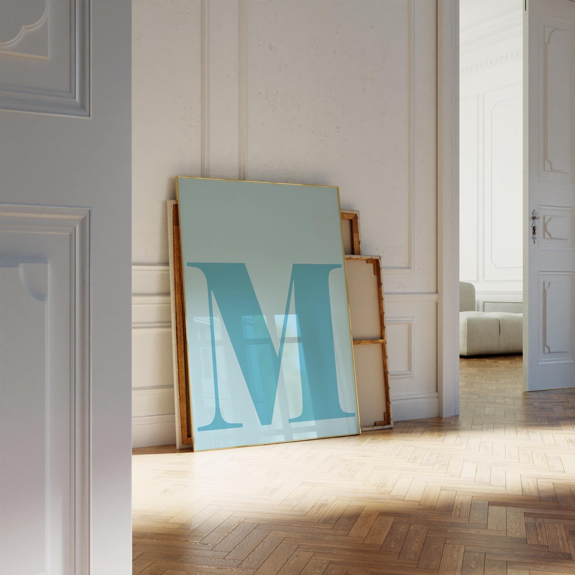 Letter M Poster, Initial M Letter, Nursery Letters, Blue Nursery Wall ...