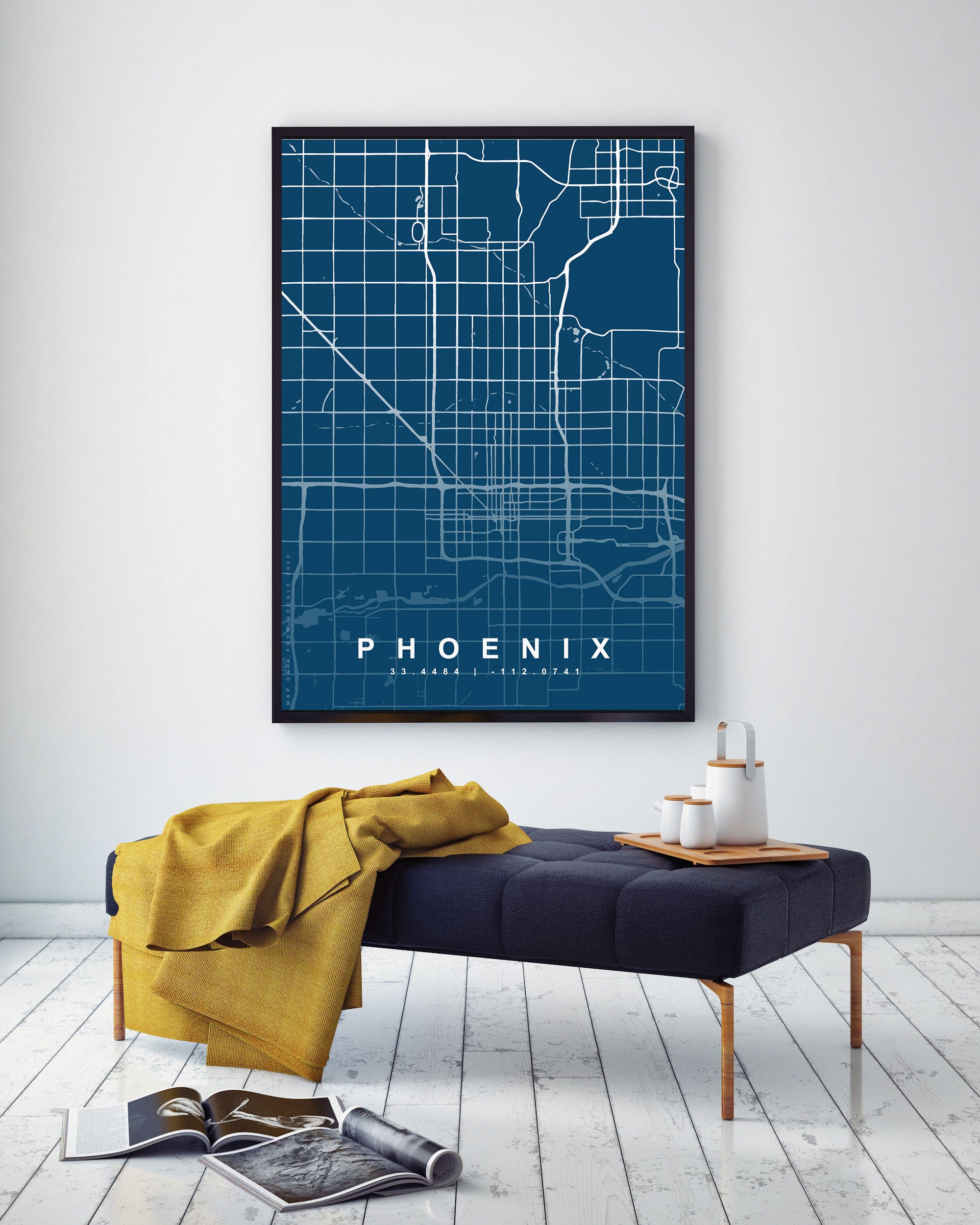 Map of Phoenix Arizona Wall Art Phoenix Arizona Map | Etsy